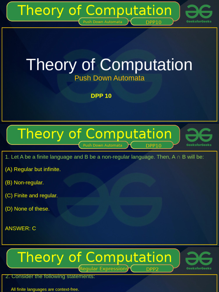 DPP10 - Push Down Automata | PDF | Grammar | Formalism (Deductive)