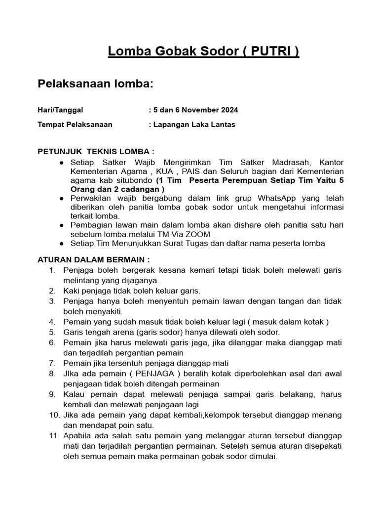 JUKNIS LOMBA SODOR ( BARU ).docx | PDF