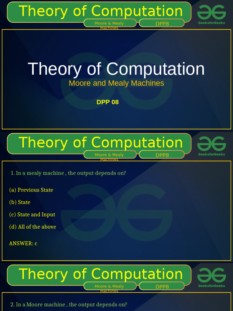 DPP8 - Moore and Mealy Machines | PDF | Digital Electronics | Computer Science