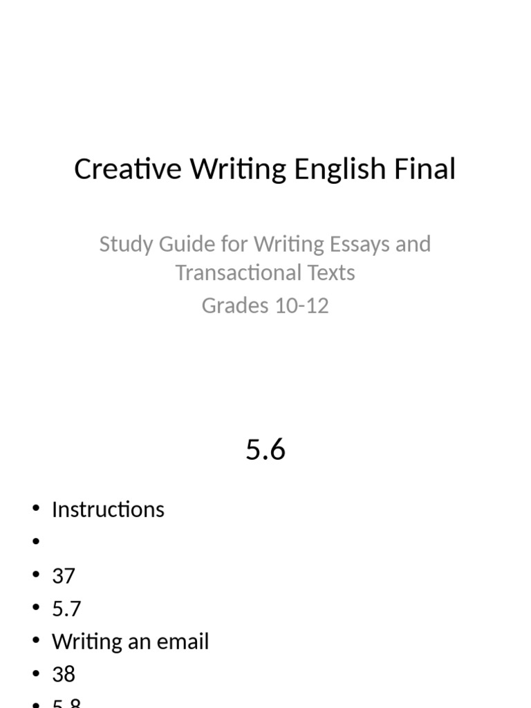 Creative Writing Study Guide for Grades 10-12 | PDF | Essays ...