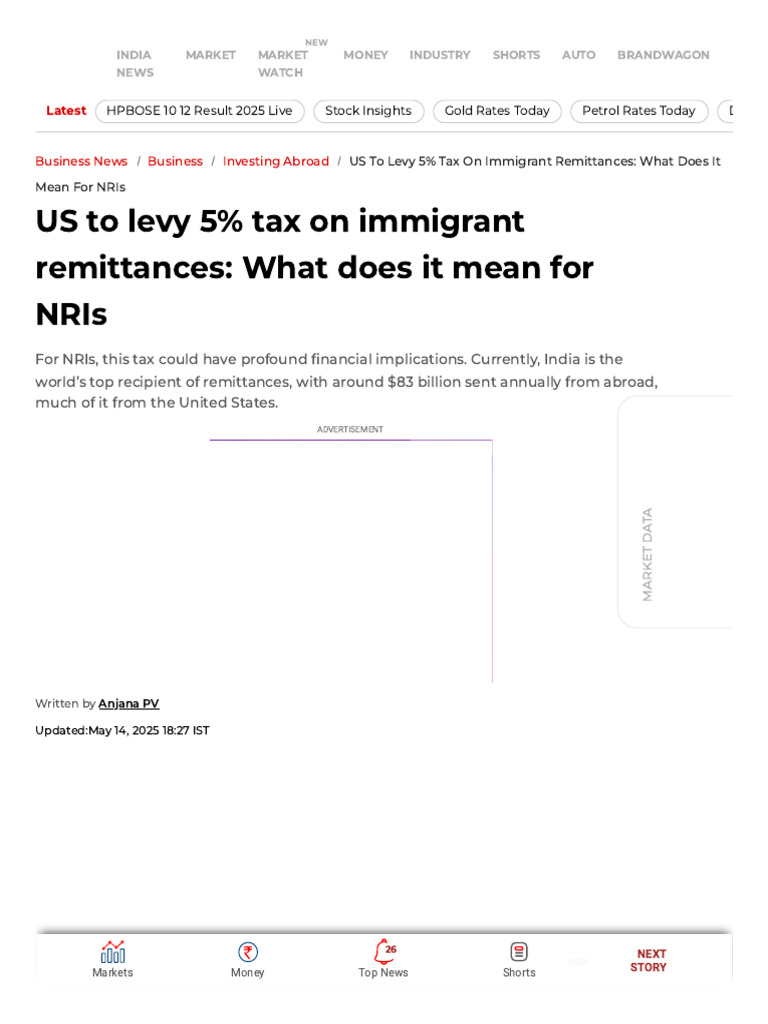 US To Levy 5% Tax On Immigrant Remittances - What Does It Mean For NRIs ...