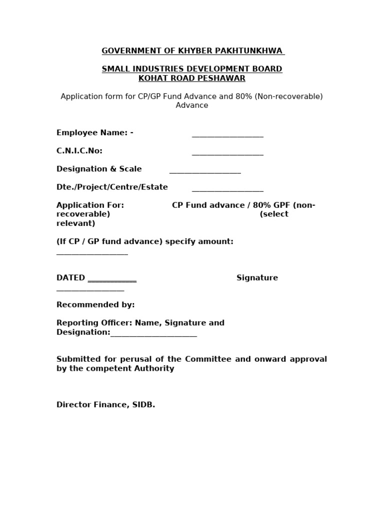 CP/GP Fund Advance Application Form | PDF