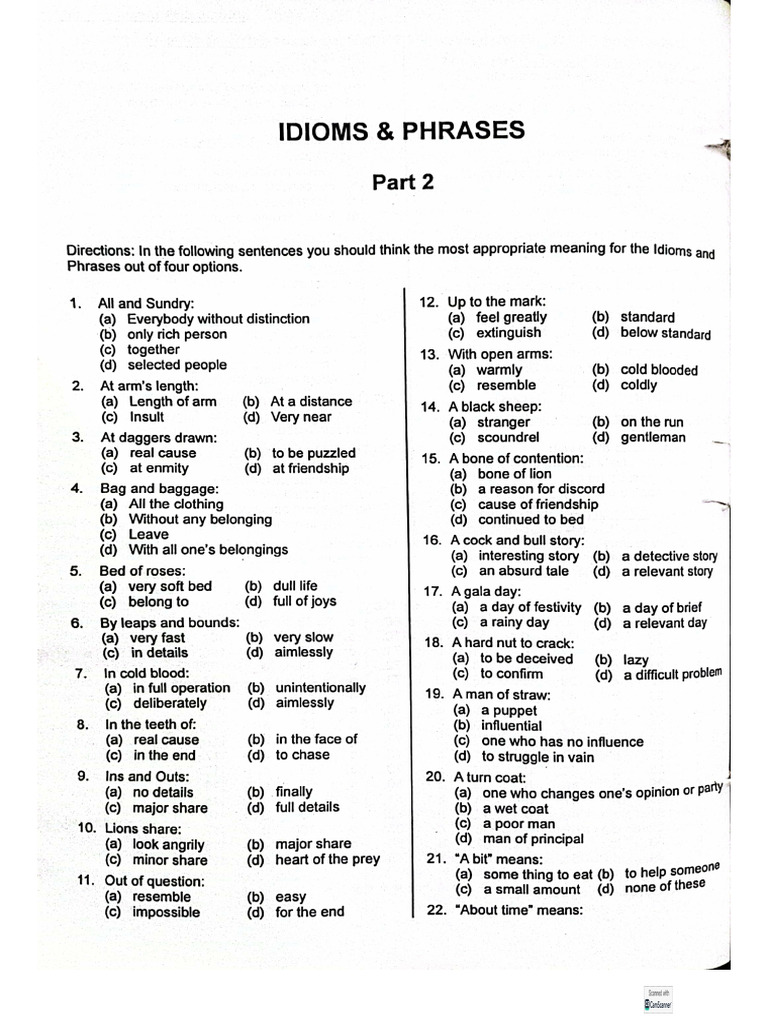 Idioms and Phrases | PDF