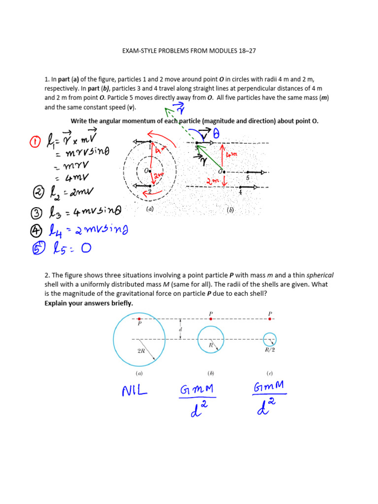 Practice Questions Solutions | PDF | Force | Apsis