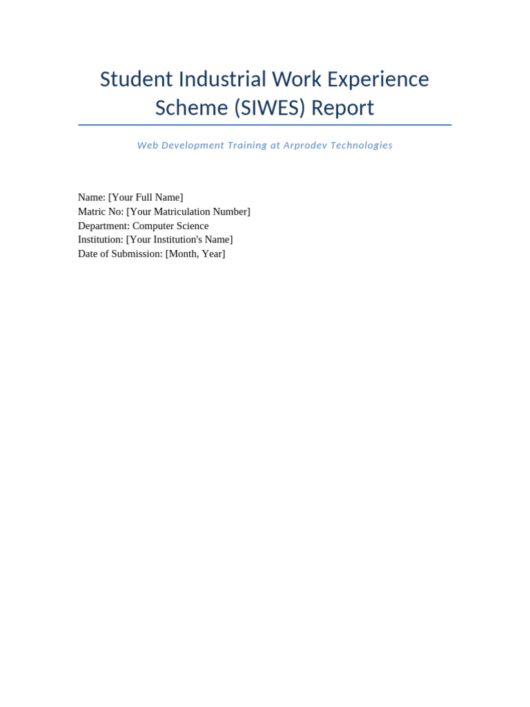 SIWES Report Arprodev | PDF