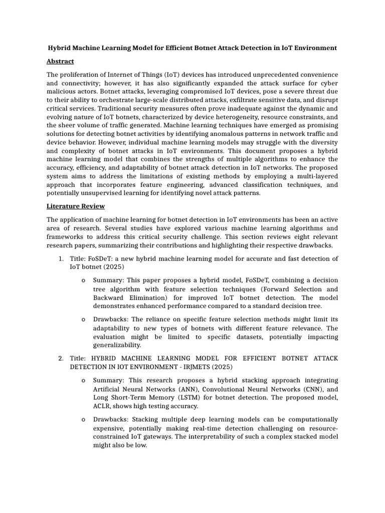Hybrid Machine Learning Model For Efficient Botnet Attack Detection In