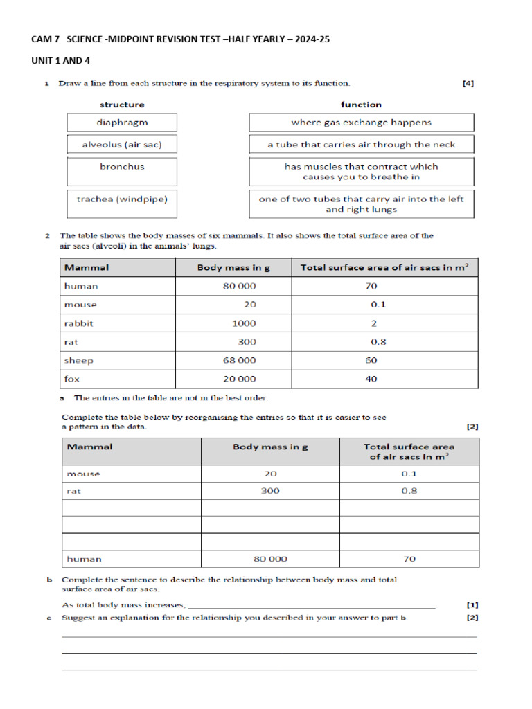 CAM 7 SCIENCEMP Revision Assignment HY202425 | PDF