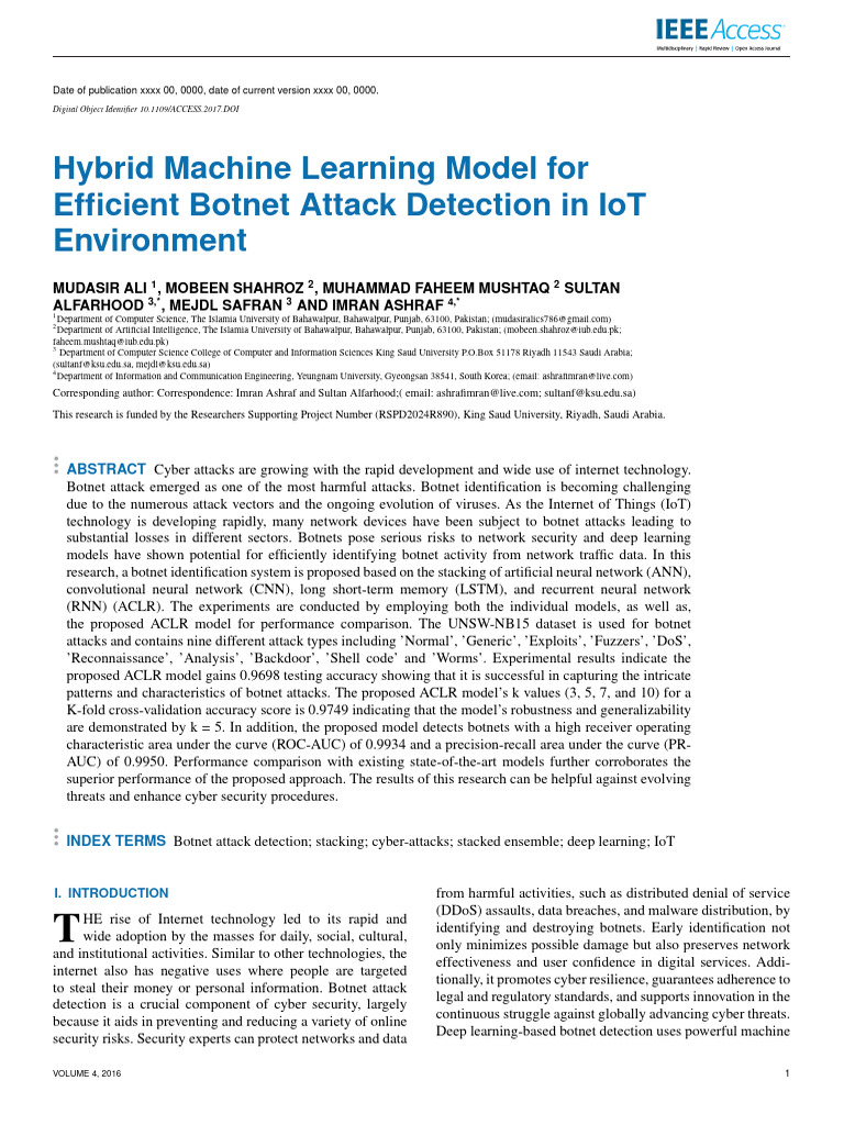 Hybrid Machine Learning Model For Efficient Botnet | PDF | Deep Learning | Computer Security