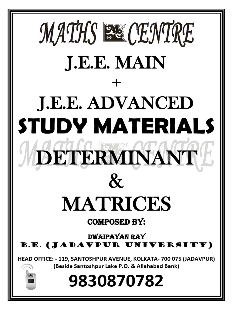 Determinant & Matrices JEE | PDF | Matrix (Mathematics) | Determinant
