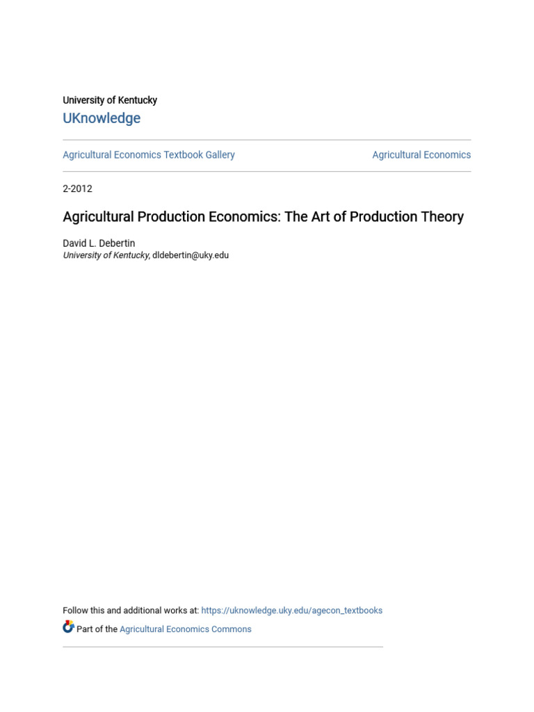 Agricultural Production Economics Overview | PDF | Economics ...