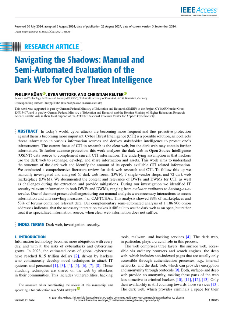 Dark Web Insights for Cyber Threat Intelligence | PDF | World Wide Web ...