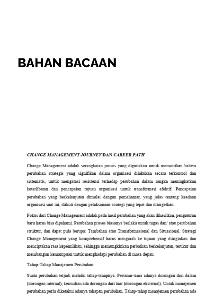 Bahan Bacaan 5 Change Management Journey Dan Career Path | PDF