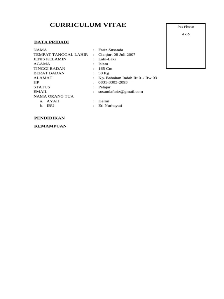 Contoh Format CV | PDF