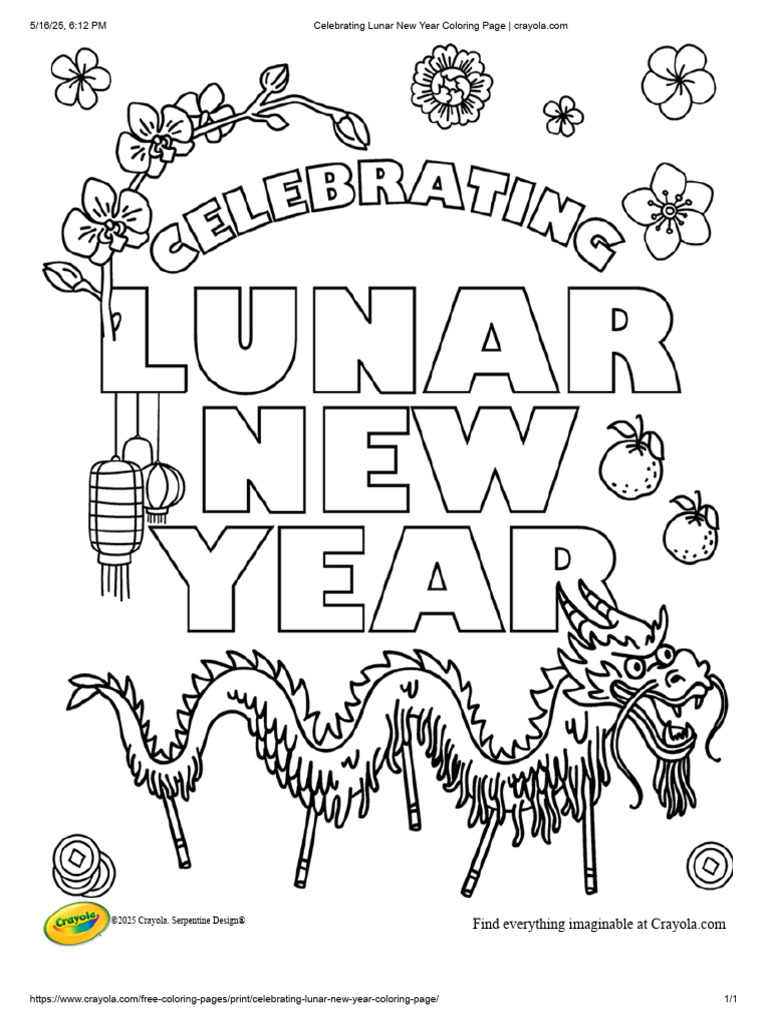 Celebrating Lunar New Year Coloring Page | PDF