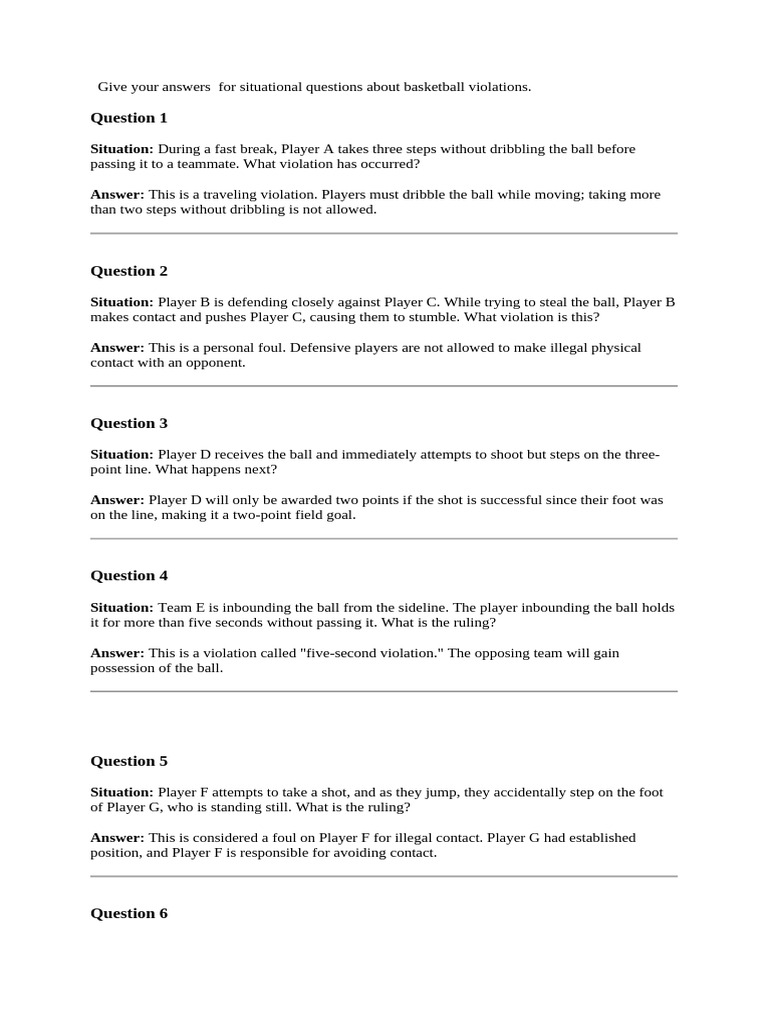Basketball Violation Situations Explained | PDF | Sports | Games Of ...