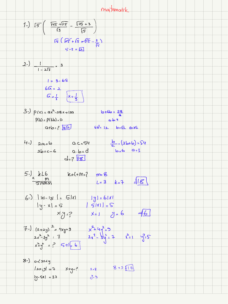 Matematik & Geometri Tryös 2025-1 | PDF