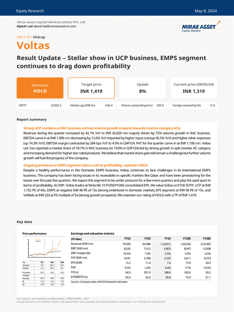 Voltas Q4FY24 Result Update_080524 | PDF | Expense | Depreciation