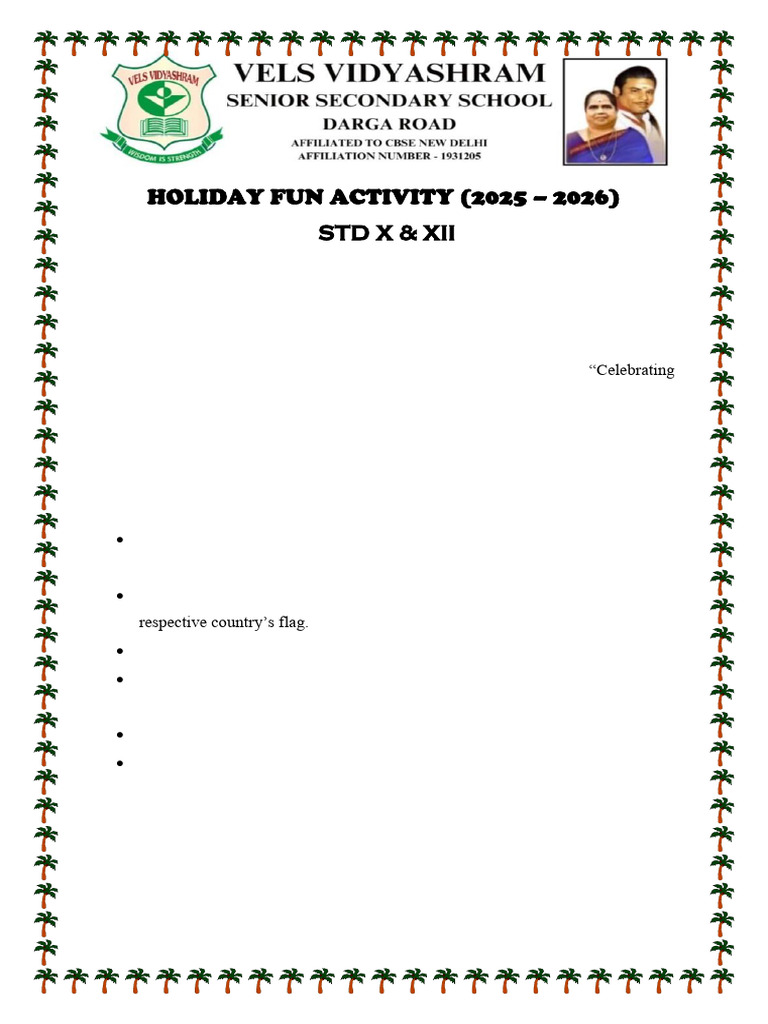Holiday Fun Activity - STD X & XII | PDF