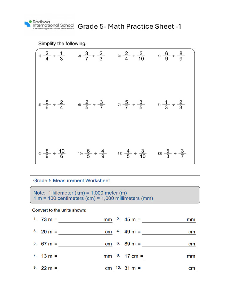 G5-Extra Resources - Revision Sheet 1 | PDF