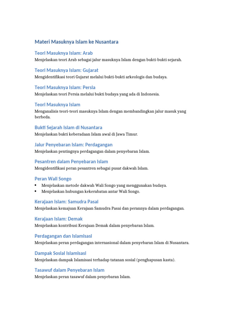 Materi Masuknya Islam Ke Nusantara | PDF
