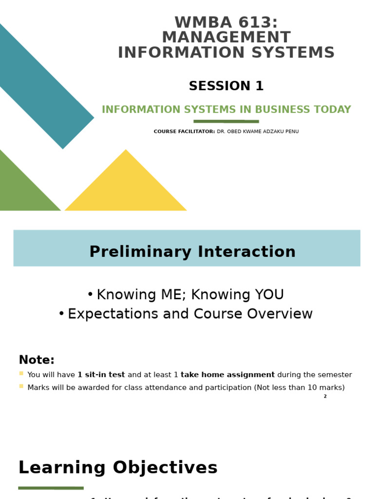 WMBA 613 - Management Information Systems - Session 1 | PDF ...