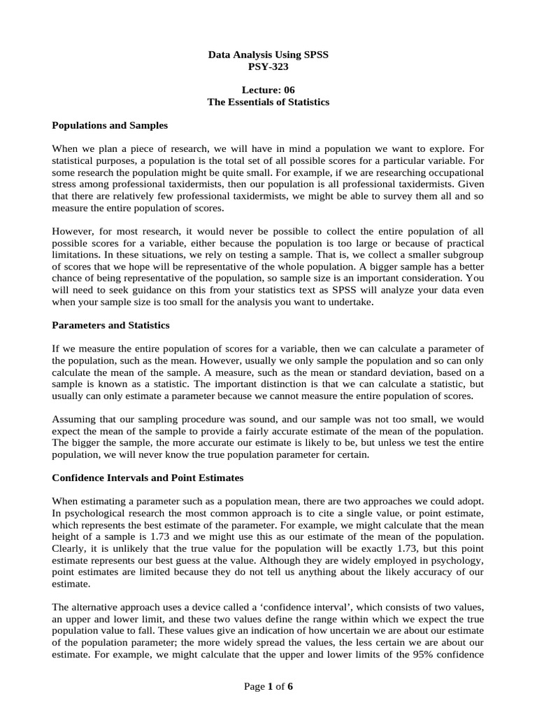 Essentials of Statistics L 06 | PDF | Statistics | Bootstrapping ...