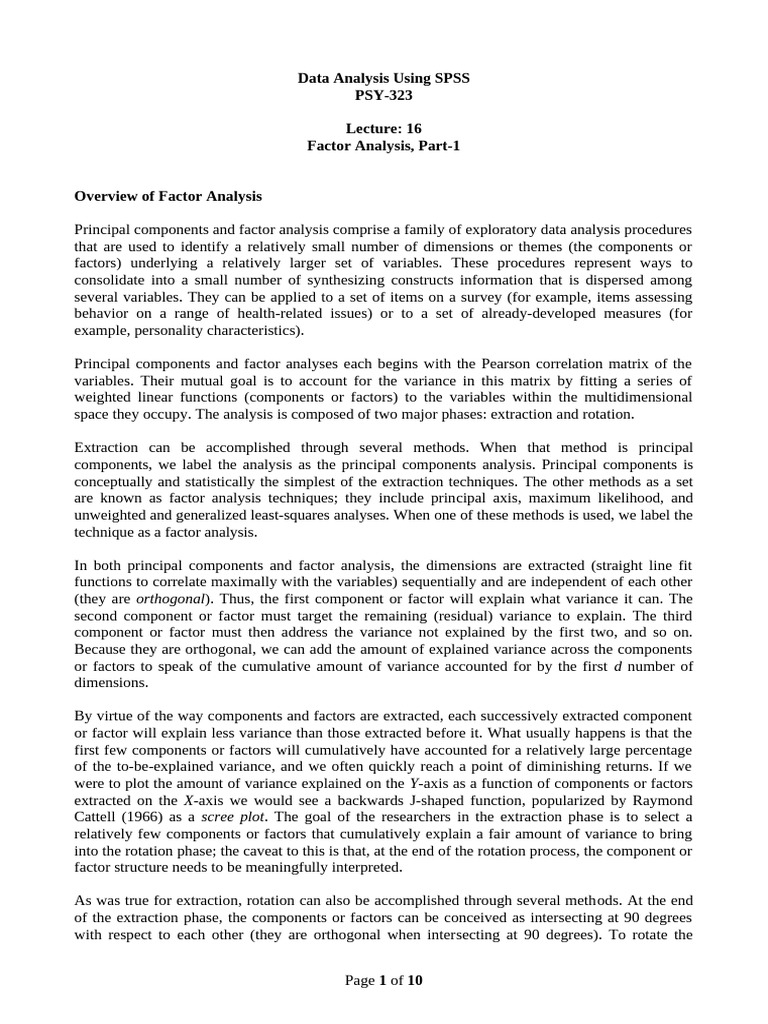 Factor Analysis Part 1 L 16 | PDF | Factor Analysis | Principal Component Analysis