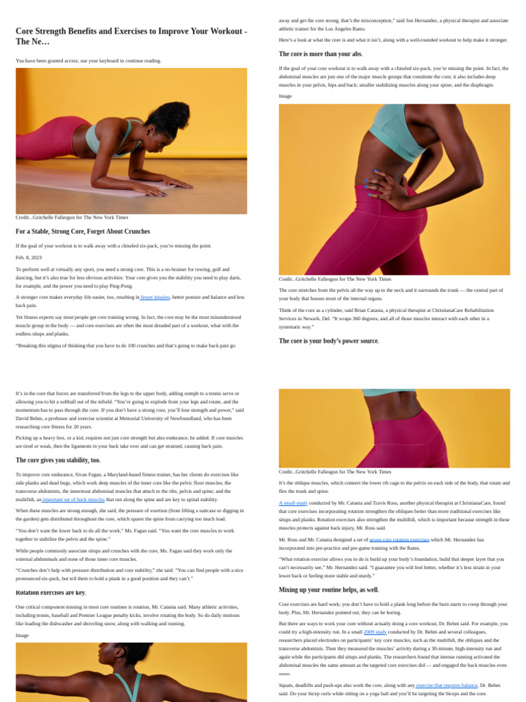 Core Strength: Benefits & Key Exercises | PDF | Musculoskeletal System