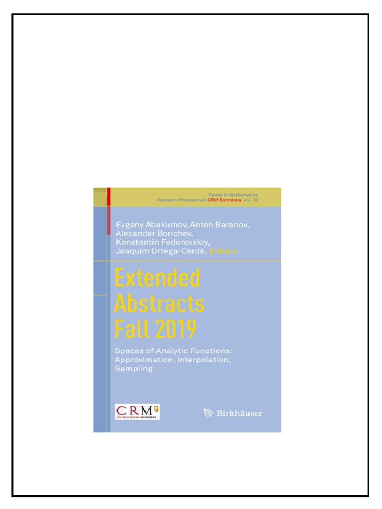 Extended Abstracts Fall 2019 1st Ed 2021 Evgeny Abakumov Anton Baranov ...