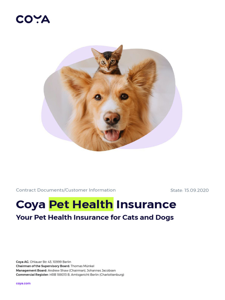 Coya Pet Health Insurance 15.09.2020 | PDF | Insurance | Insurance Policy