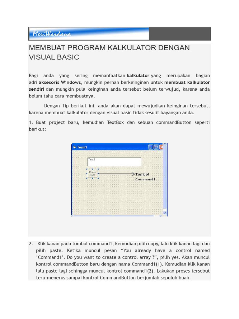 Buat Kalkulator Sederhana VB | PDF
