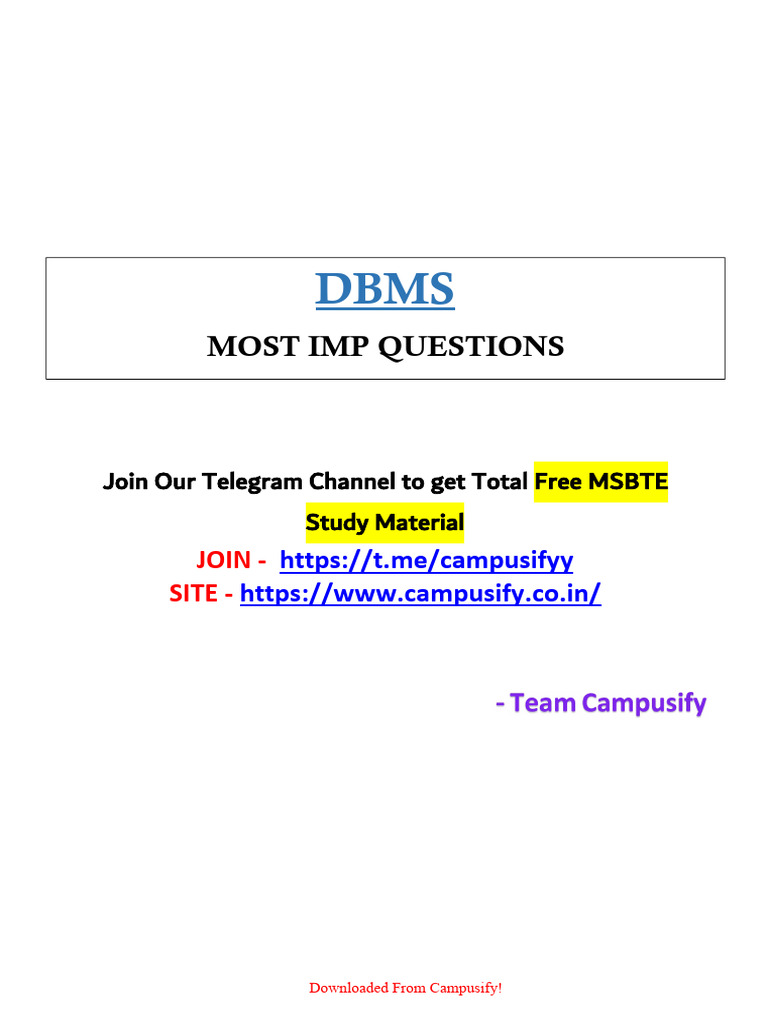 DBMS Most IMP Q by Campusify | PDF | Databases | Pl/Sql