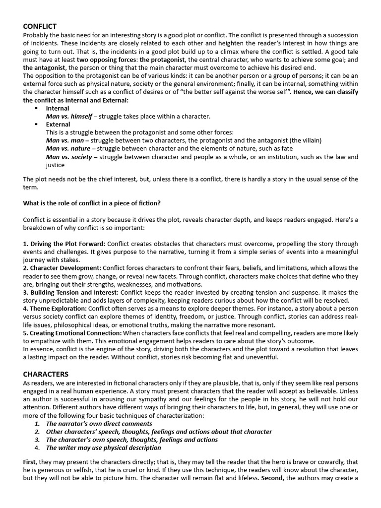 Conflict & Characterization | PDF