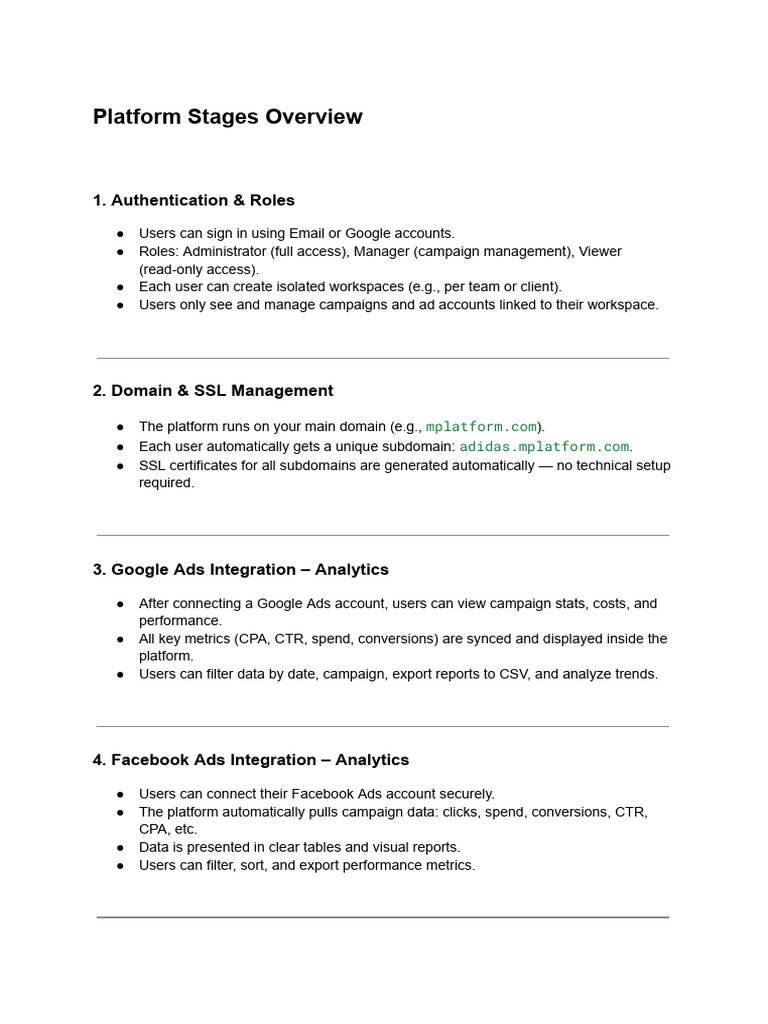 Platform Stages Overview | PDF | Analytics | Computing