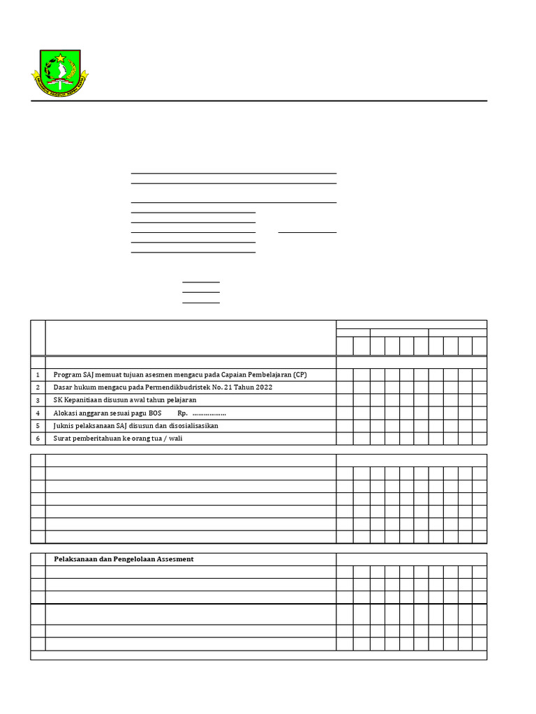 Instrumen Monev SAJ - 2025 | PDF