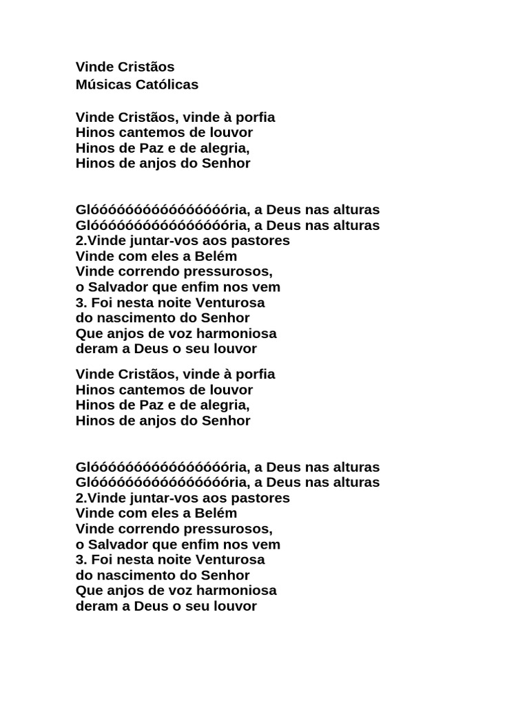 Vinde Cristão, Vinde À Porfia | PDF