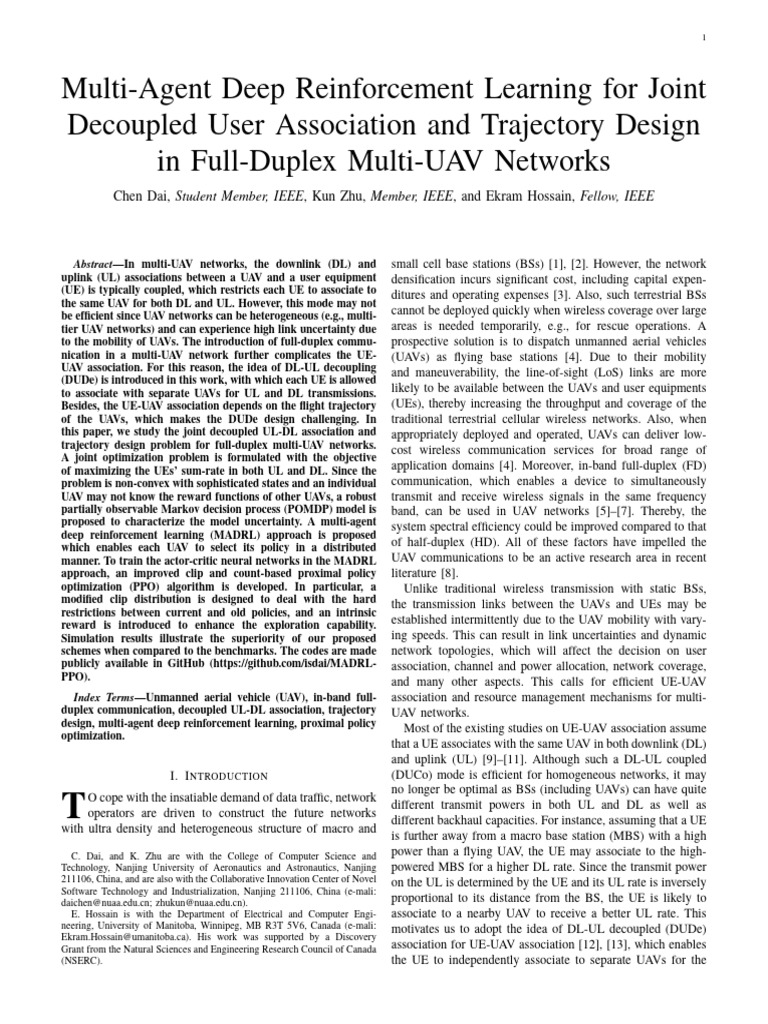 Multi-Agent Deep Reinforcement Learning for Joint Decoupled User Association and Trajectory ...