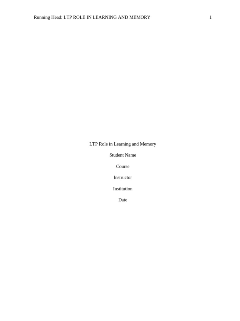 LTP's Impact on Learning and Memory | PDF | Long Term Potentiation | Memory