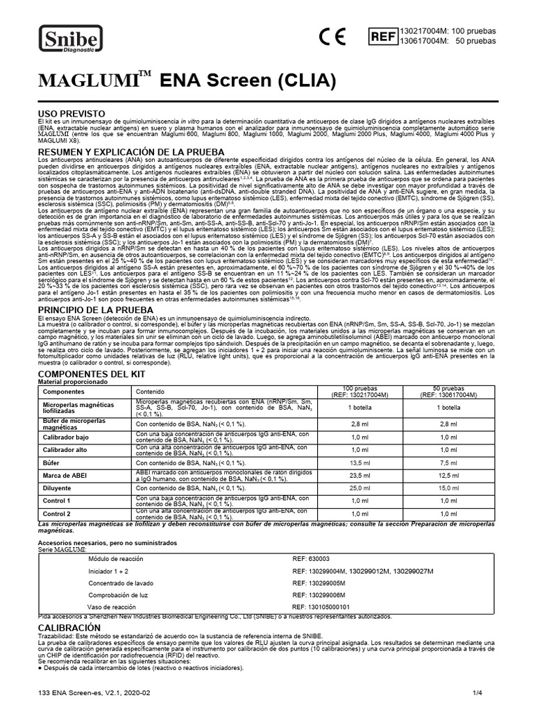 133 ENA Screen-es-V2.1 | PDF | Especialidades Medicas | Enfermedades y ...