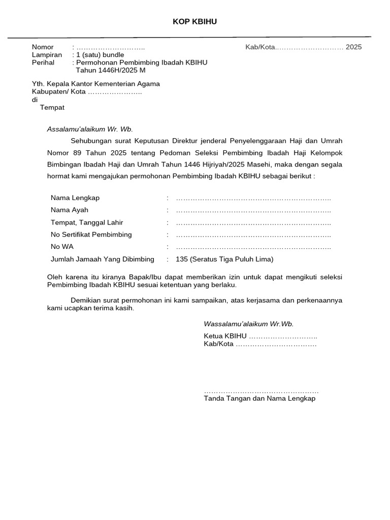 02 Juknis Seleksi Pembimbing KBIHU 1446H 2025M - BA | PDF