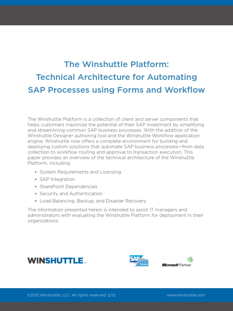 Winshuttle-TechnicalArchitecture For Automating SAP Processes Using ...