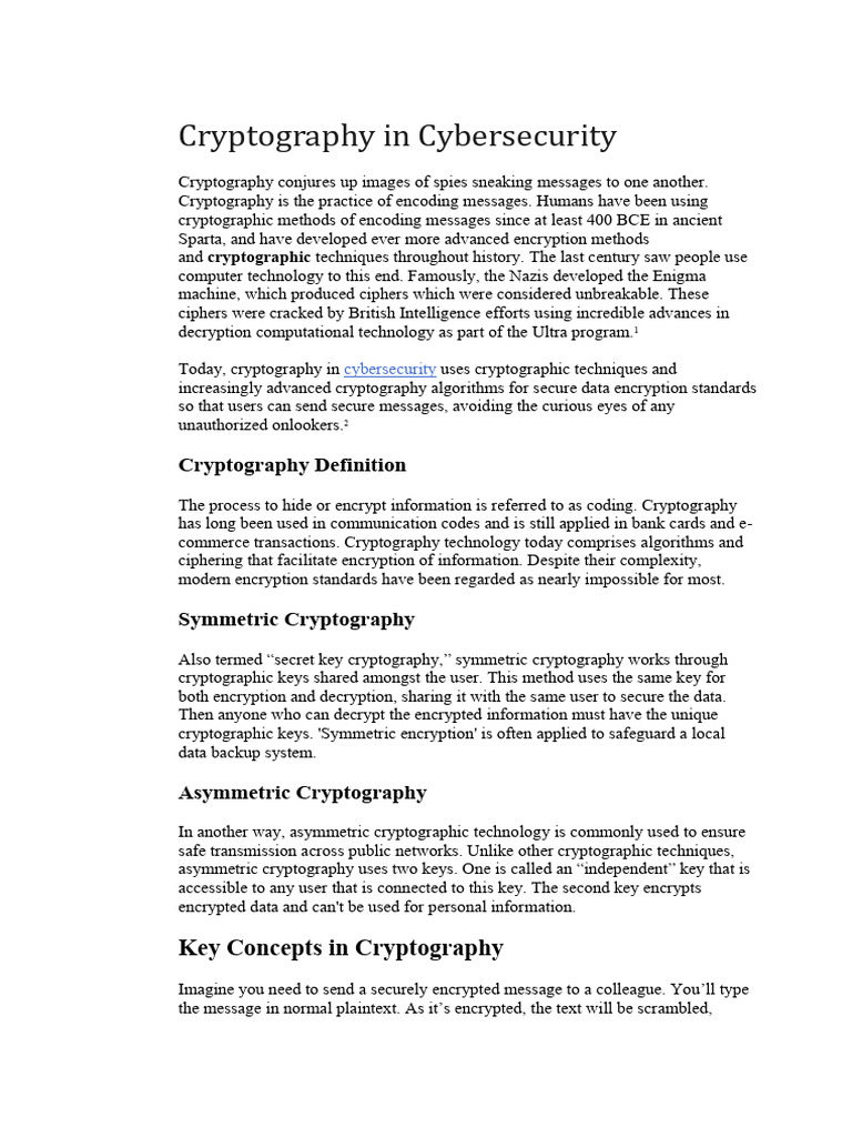 Cryptography's Role in Cybersecurity | PDF | Cryptography | Encryption