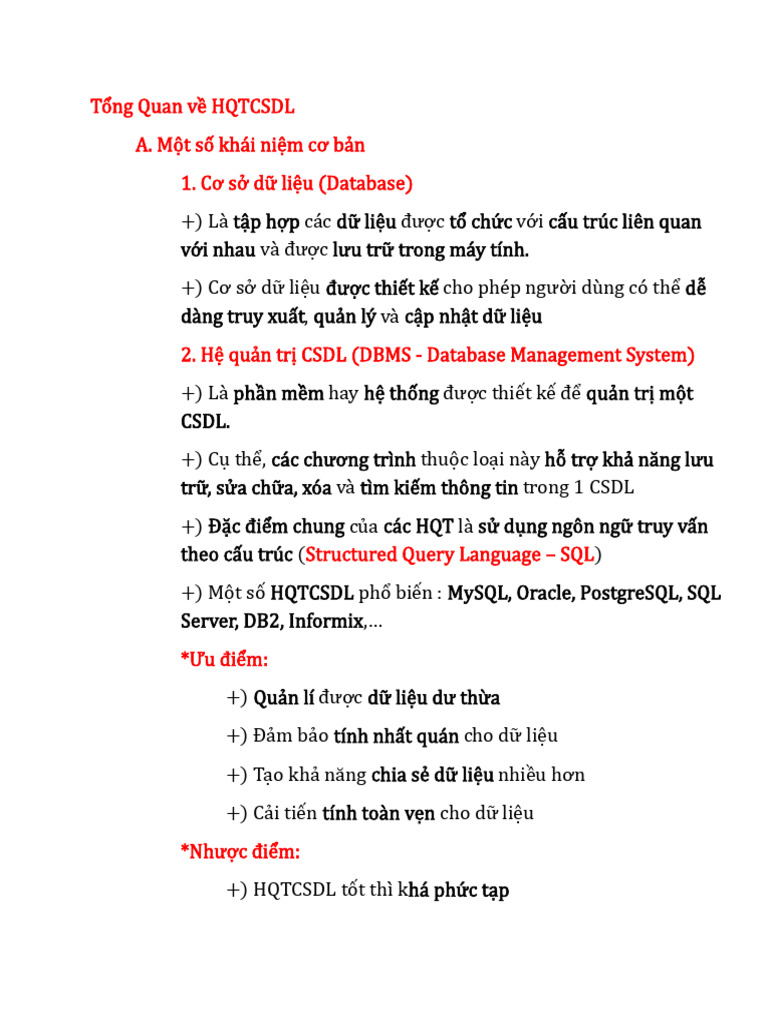 Tong Hop HQTCSDL | PDF