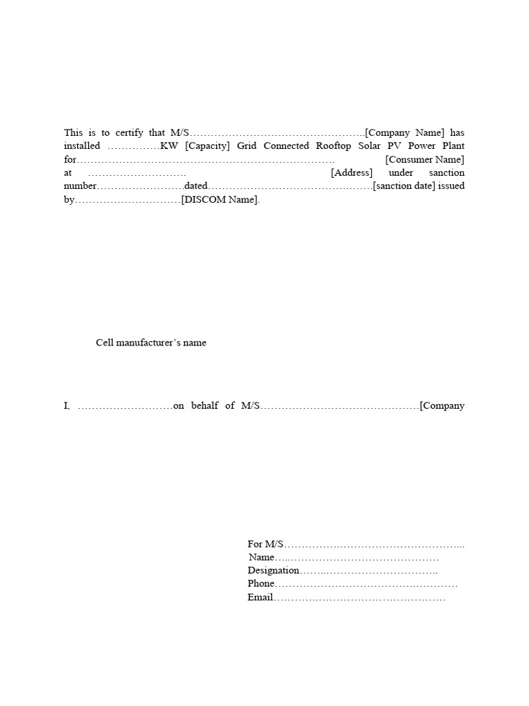 Annexure V Domestic Cells Decalration | PDF