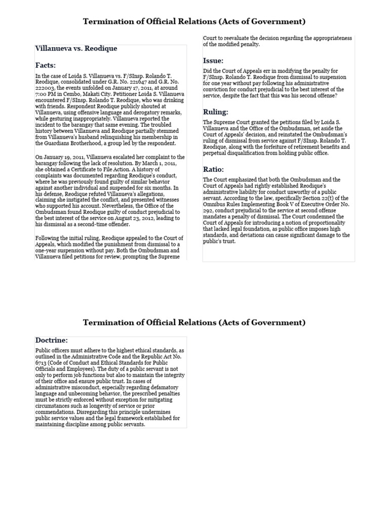 Termination of Public Office Cases | PDF | Injunction | Complaint