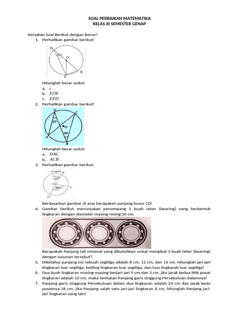 Soal Perbaikan MTK Xi Genap | PDF