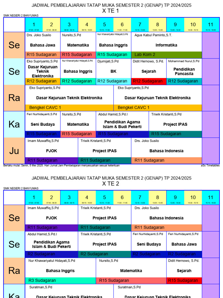 Utk Siswa Jadwal Baru Semester Genap TP 2024 2025 | PDF