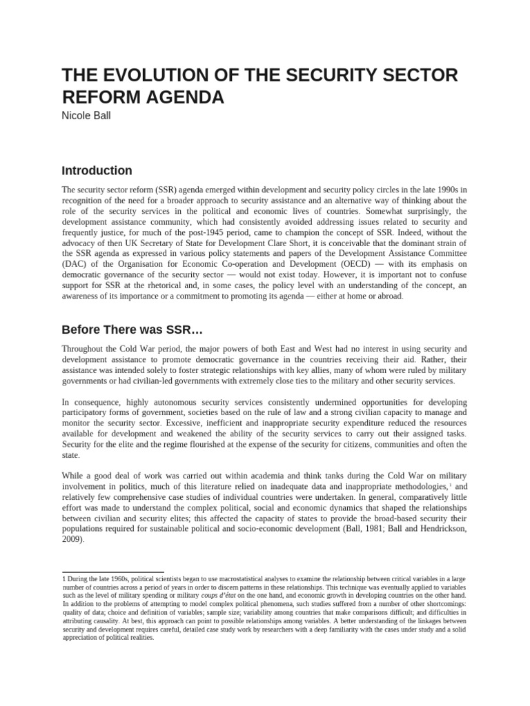 Evolution of Security Sector Reform | PDF | Governance | Department For ...