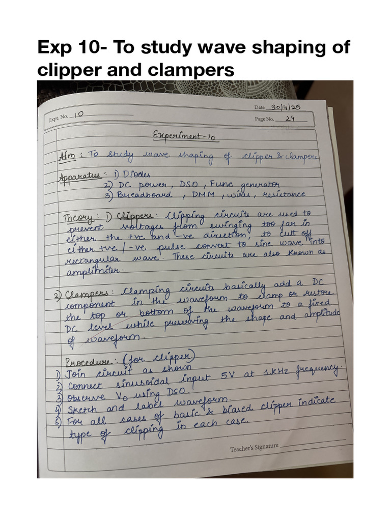 Exp 10- To Study Wave Shaping of Clipper and Clampers | PDF