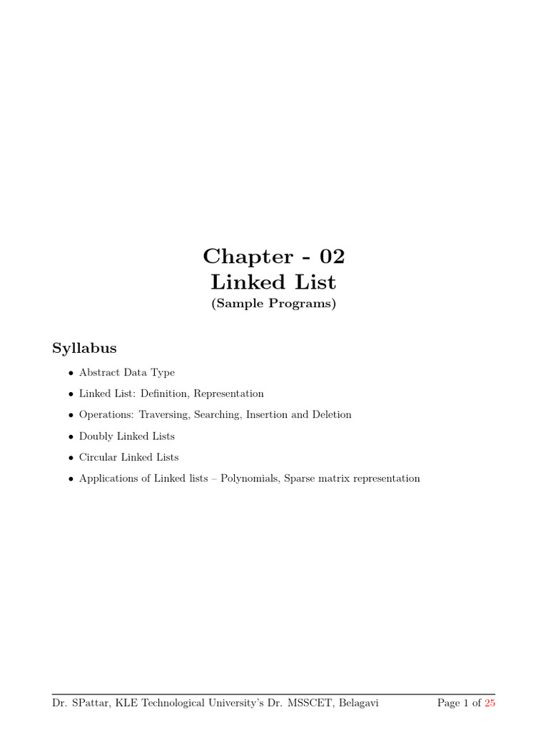 chap02-linkedlist-practise | PDF | Pointer (Computer Programming) | Algorithms And Data Structures
